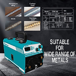 TTAMPLAR 140A MIG Welder Gasless 110V MIG/Stick/Lift TIG Welder 3 in 1 Flux Core Wire Welding Machine No Gas IGBT Inverter (TPM-140)