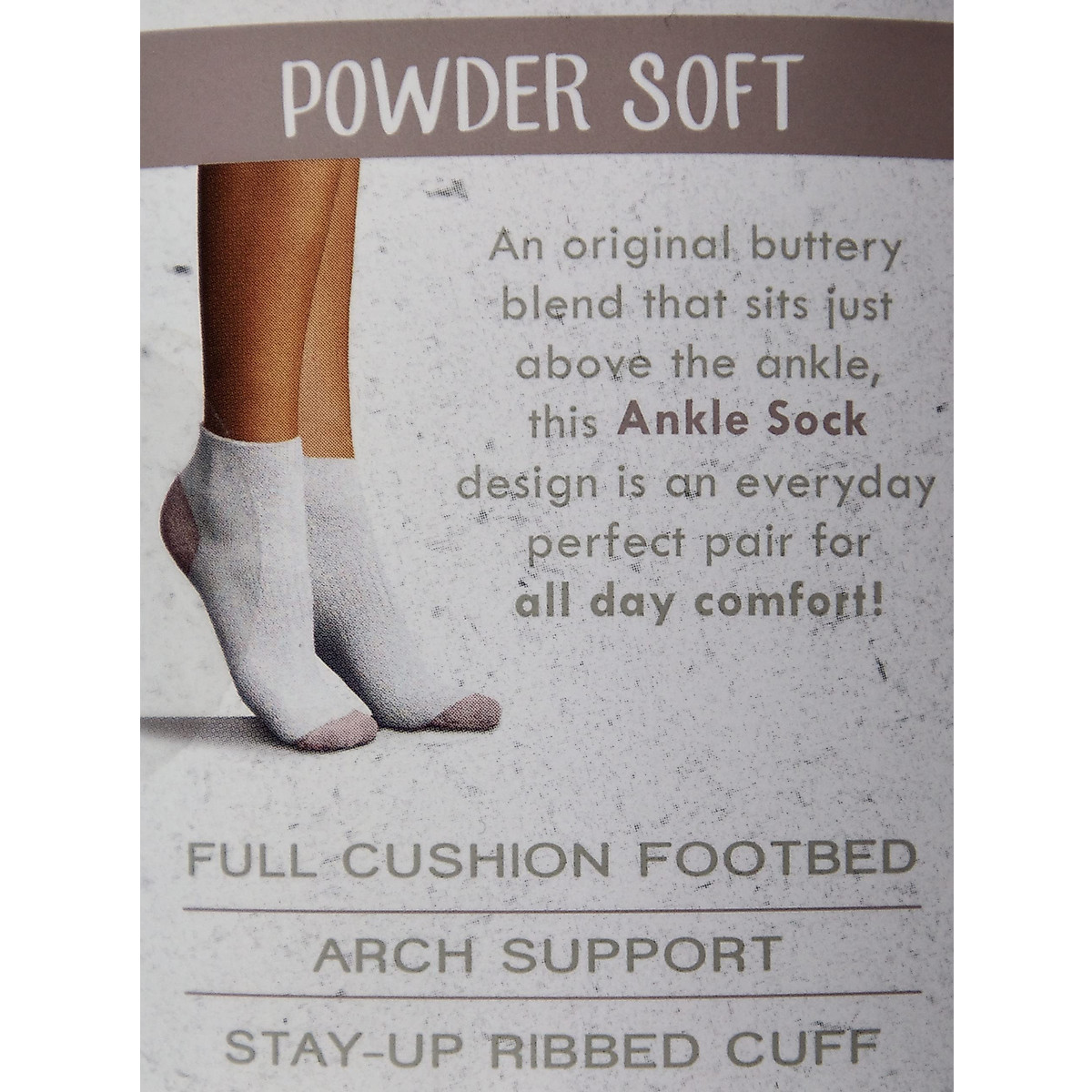Lemon Women's Ankle Socks Powder Soft, 5-9.5 Shoe Size, 6 Pairs, White (1545592)