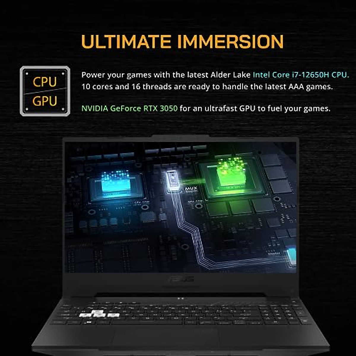 Asus 2022 TUF F15 15.6'' WQHD 144Hz Gaming Laptop, Intel 12th Core i7-12650H, NVIDIA GeForce RTX 3050 Graphics, 32GB DDR5 RAM, 1TB PCIe SSD, Backlit Keyboard, Win 11, Black, 32GB USB Card