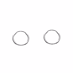 14k White Gold Tiny Endless Hoop Earrings Round Flexible Thin Small little Continuous Real Pure Gold Mini Hoops 10mm