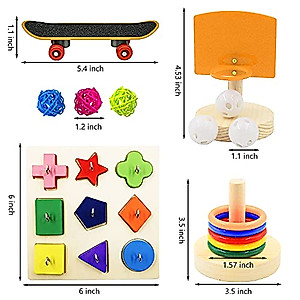 5 Packs Bird Toys Parrot Training Toys Parrot Wooden Block Puzzles Toy Bird Basketball Toy Small Sepak Takraw Bird Skateboard Bird Stacking Toy for Birds Parrot Training