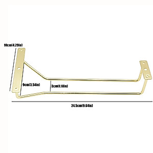 zoohot 24.5cm Wine Glass Rack - Under Cabinet Stemware Wine Glass Holder Glasses Storage Hanger Metal Organizer for Bar Kitchen, Gold Finish (1 Rows, 1 Pack)