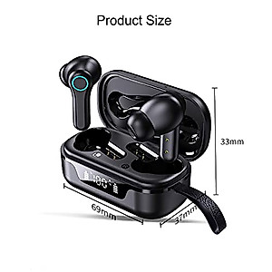 Bluetooth 5.2 Wireless Earbuds, 4 Mic Call Noise Cancelling Wireless Headphones with LED Display, Loud Sound Clear Call Deep Bass in-Ear Headphones with Charging Case Compatible for iPhone Android
