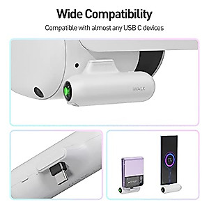 iWALK Linkpod Play Battery Pack Specially Designed for Oculus Quest 2, 4500mAh Extended Power Accessories for VR Headset,Lightweight Head Strap Power Bank Compatible with Meta Quest 2 and Quest,White