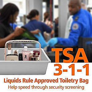 PACKISM Clear Makeup Bag with Zipper, 3 Pack Beauty Clear Cosmetic Bag TSA Approved Toiletry Bag, Travel Clear Toiletry Bag, Quart Size Bag Carry on Airport Airline Compliant Bag, Rose Pink(for age 12 or above)