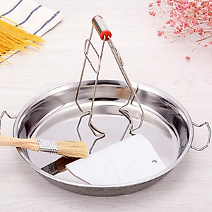 Hemoton 4pcs Stainless Steel Everyday Pan Cold Noodle Plate Chef Stir Fry Pan Steamer Pot Saucepot Casserole Pot Tray Dish with Handles for Home Kitchen Food Serving