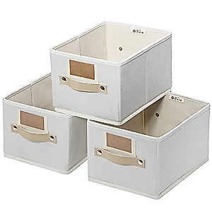 Foldable Storage Bins Set of 3 Rectangle Storage Basket, Sturdy Storage Basket with Lables,Decorative Storage Boxes for Shelves, Fabric Closet Storage Bins Box for Home|Office