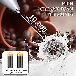 LUNASEA Handheld Milk Frother with Stand, Frother Wand, Electric frother for Coffee Whisk, Hand Mixer Blender Milk Foamer, Drink Mixer, Electric Whisker for Mixing, Latte, Cappuccino, Matcha (Black)