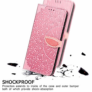 ONV Wallet Case Compatible with Samsung Galaxy S9 Plus -1.5M Adjustable Strap Emboss Feather Flip Phone Case Card Slot Magnet Leather Shell Flip Stand Cover for Samsung Galaxy S9 Plus [MZY] -Pink