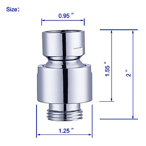 Hibbent All Metal Shower Head Swivel Ball Joint Adapter, Solid Brass Adjustable Shower Arm Connector, Shower Arm Extension, Showerhead Connector, Universal Showering Component, Polished Chrome