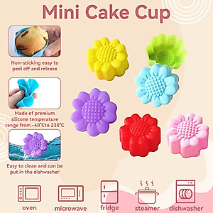 Silicone Cupcake Molds, 24Pcs Mini Flower Shape Silicone Baking Cups Cupcake Liners Reusable Muffin Cup Cake Pan for Cake Chocolate