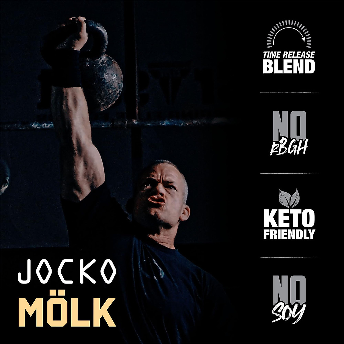 Jocko Mölk Whey Protein Powder - Keto, Probiotics, Grass Fed, Digestive Enzymes, Amino Acids, Sugar Free Monk Fruit Blend - Supports Muscle Recovery & Growth (2 LB, Vanilla)