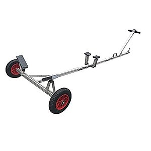 Multisport Portable Carry and Launch Small Boat Trailer, Adjustable Length 4', 7.5', 11', Hitch Sizes 1 7/8", 2", 16" Beach Wheels, Kayak, Canoe, SUP, Paddleboard (With T Bar Dolly Handle)