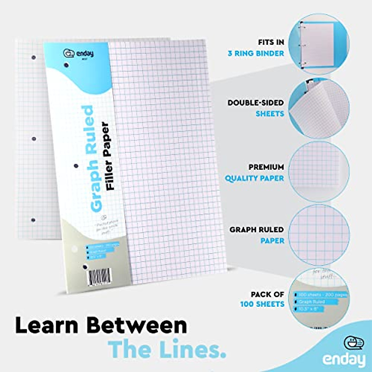 Emraw 4-1" Filler Paper Quad Ruled Loose Leaf Filler Papers Comes with a 3 Hole Punch Perfect for Data and 2D Graphs (Pack of 2)