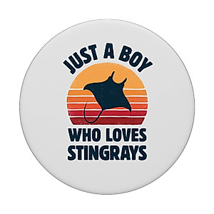 Stingray Just A Boy Who Loves Sea Animals Men Retro Vintage PopSockets Swappable PopGrip