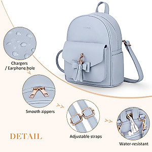 ECOSUSI Mini Backpack for Women Girls Cute Bowknot Small Backpack Purse Ladies Leather Bookbag Satchel Bag, with Charm Tassel