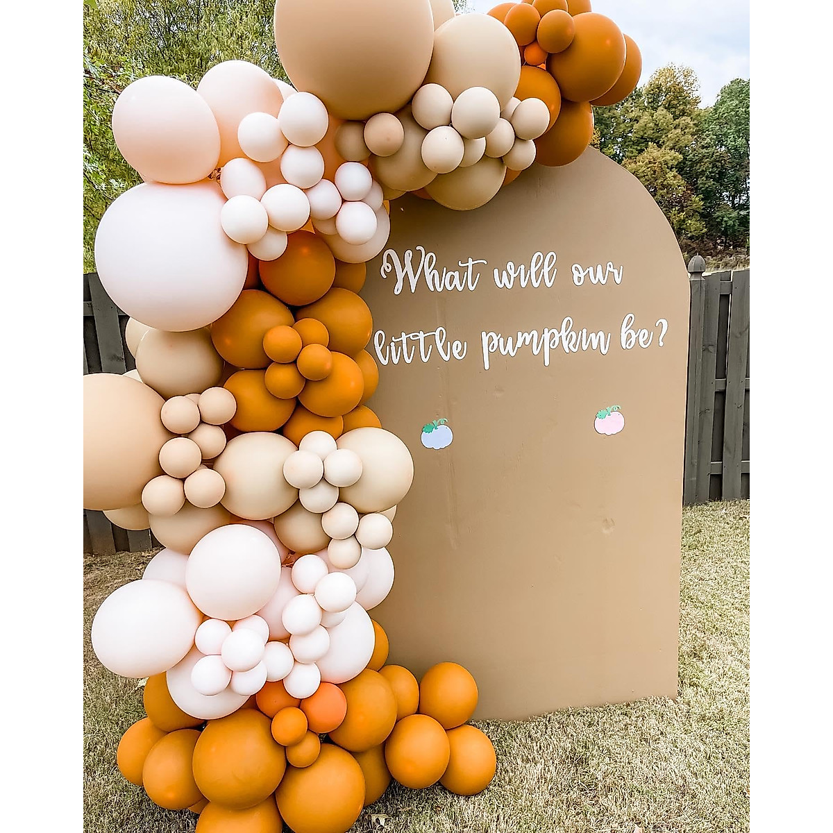 Fall Balloons Garland Arch Kit - Double Stuffed Matte Burnt Orange Cream Peach Apricot Terracotta Latex Balloon Different Sizes 18 12 10 5In Fall Ballon for Baby Shower Party Holiday