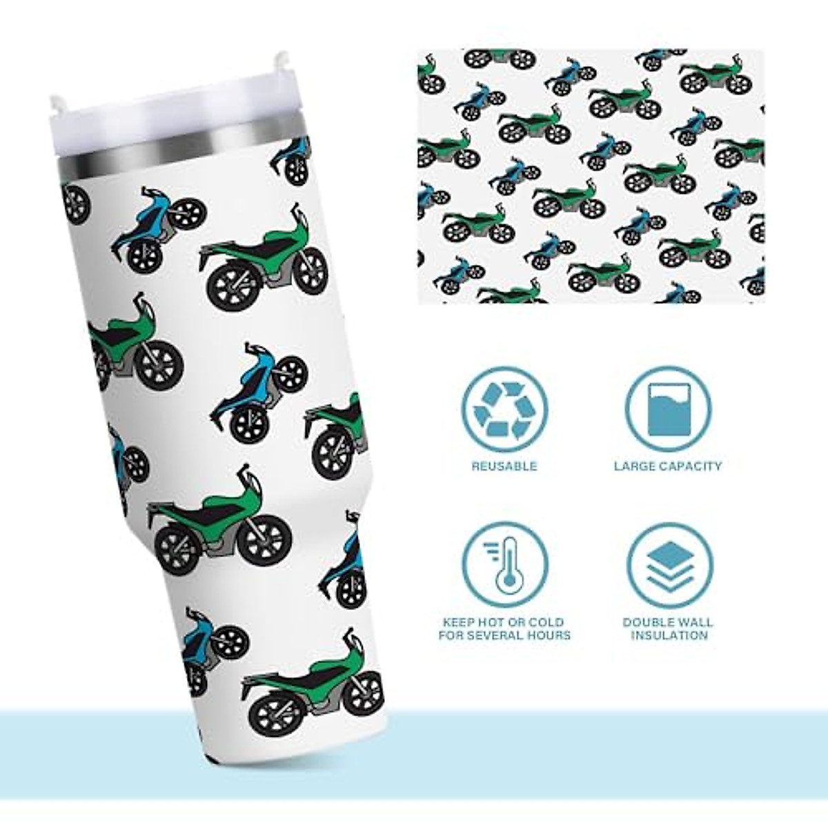 ARGTILDN 30 oz Tumbler Motorcycles Cool Insulated Travel Mug with Handle and Straw Lid Stainless Steel Vacuum Coffee Cup Tea Beverage Container Water Bottles for Car Sports office