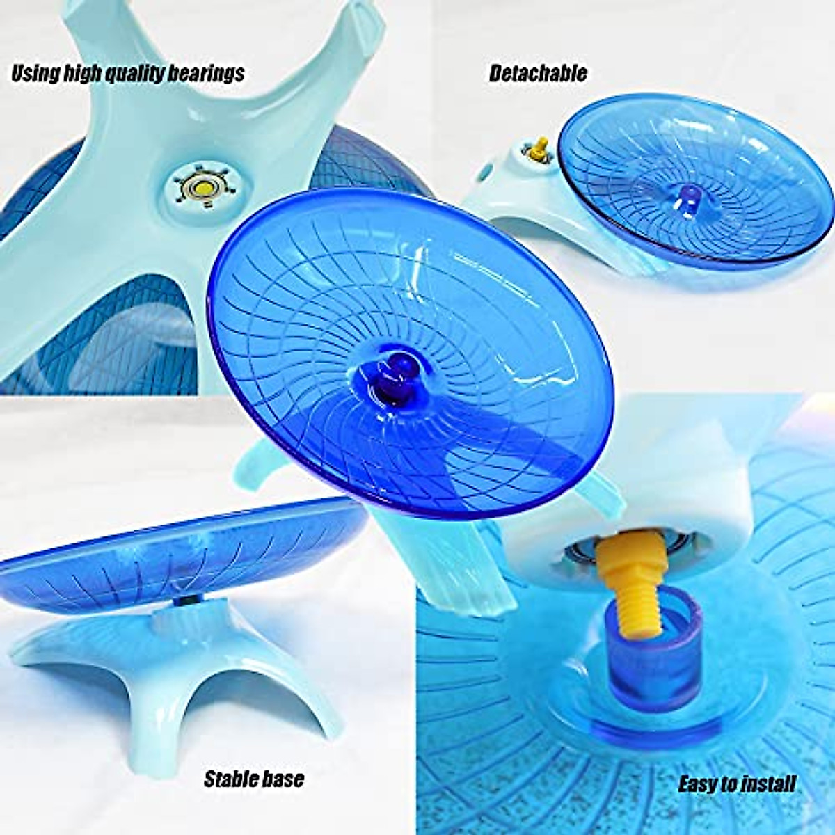 2 Pack Rat Flying Saucer Exercise Wheel & Wood Bridge Rainbow Climb - Durable ABS Plastic Running & Jogging Running Silent Spinner - for Mouse Hedgehog Chinchilla Pets Mice Hamsters Gerbil Cage Toy