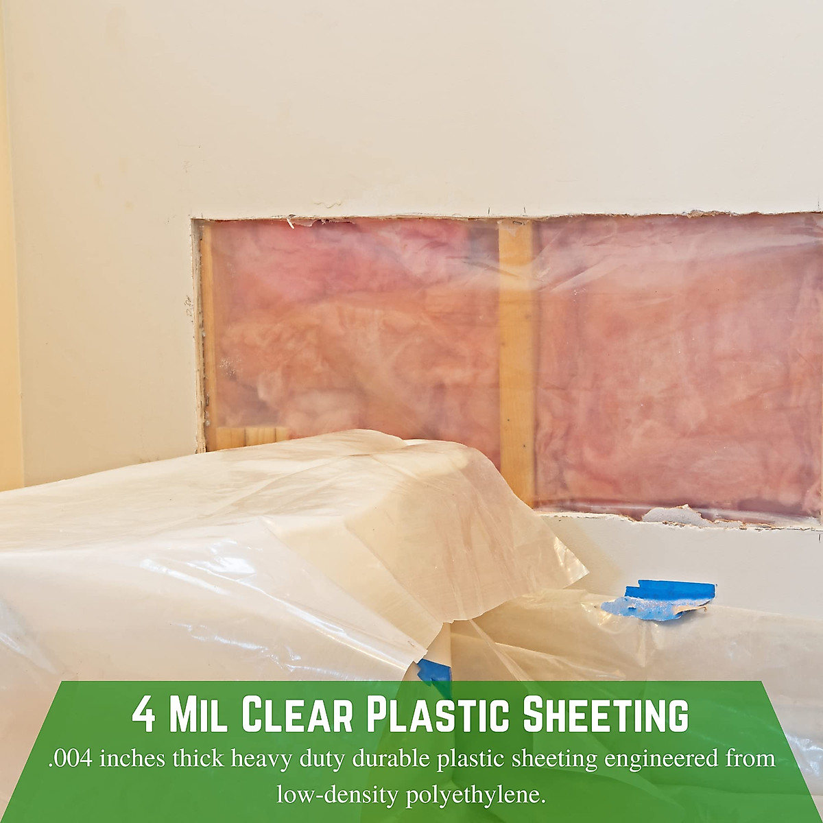 Farm Plastic Supply - Clear Plastic Sheeting - 4 mil - (6' x 100') - Thick Plastic Sheeting, Heavy Duty Polyethylene Film, Drop Cloth Vapor Barrier Covering for Crawl Space