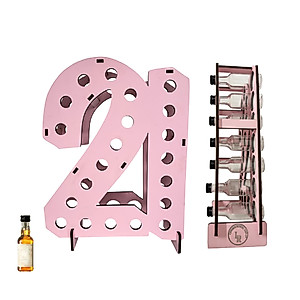 Mini Liquor Bottle Display Shelf for 21st Birthday Decorations for Her or Him | Available in Three Colors | Made in USA | 21 Pink
