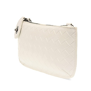 Joy Susan Faux Wide Woven Mini Crossbody Wristlet Clutch - White