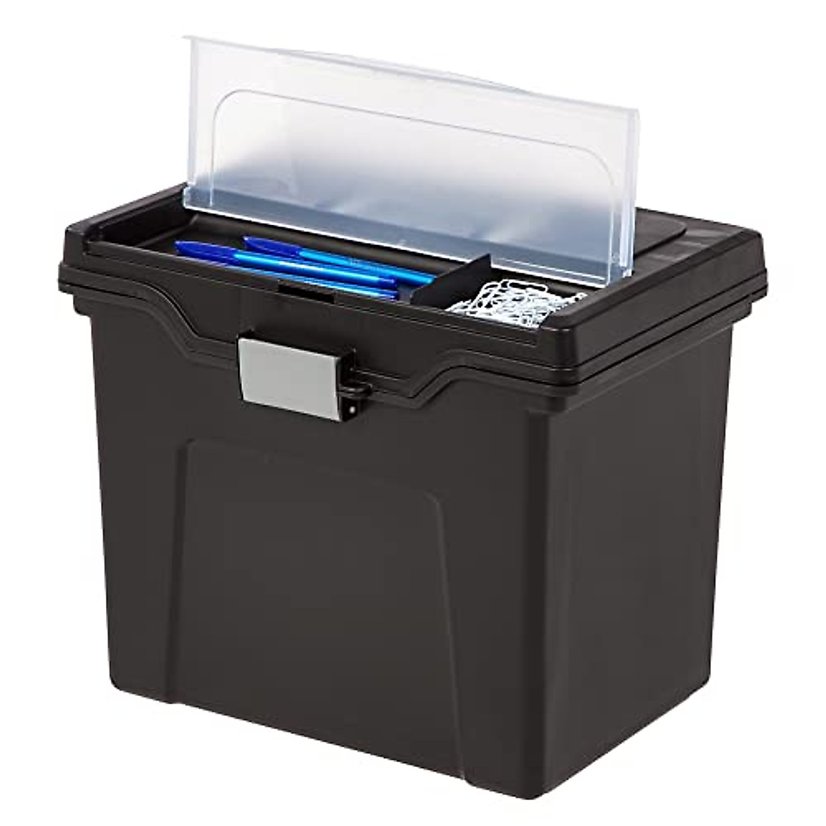 Office Depot Large Mobile File Box, Letter Size, 11 5/8in.H x 13 3/8in.W x 10in.D, Black/Silver, 110987