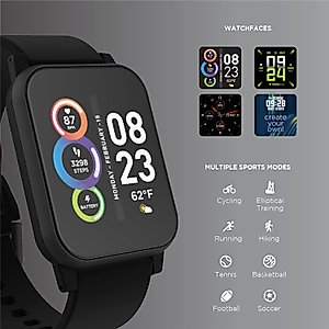 Itech Fusion 2 S Smartwatch with Wireless Headphones, Heart Rate, Step Counter, Sleep Monitor, Message, IP67 Water Resistant Unisex, Touch Screen, Compatible with iPhone and Android (Black)