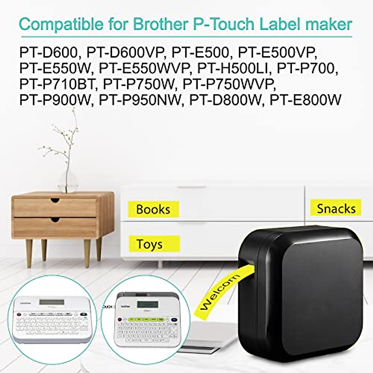 NineLeaf 10 Pack Compatible Label Tape Replacement for Brother TZe TZe-651 TZ-651 TZ651 Black on Yellow Laminated Tapes 24mm 1'' x 26.2 ft Work with P-Touch PT-D600 PT-P710BT 2730 E500 Label Maker