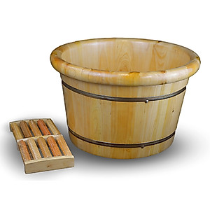 Solid Cedar Wood Foot Basin Tub Bucket for Foot Bath, Massage, Spa, Sauna, Soak, 16"