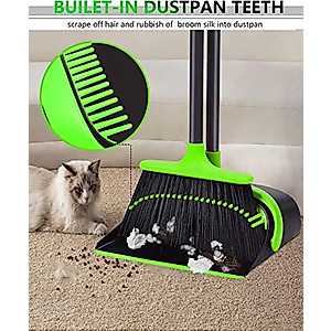 Broom and Dustpan Set, Broom and Dustpan, Broom and Dustpan Set for Home, Upgrade 52" Long Handle Broom with Stand Up Dustpan Combo Set for Office Home Kitchen Lobby Floor Use, Dust pan and Broom Set