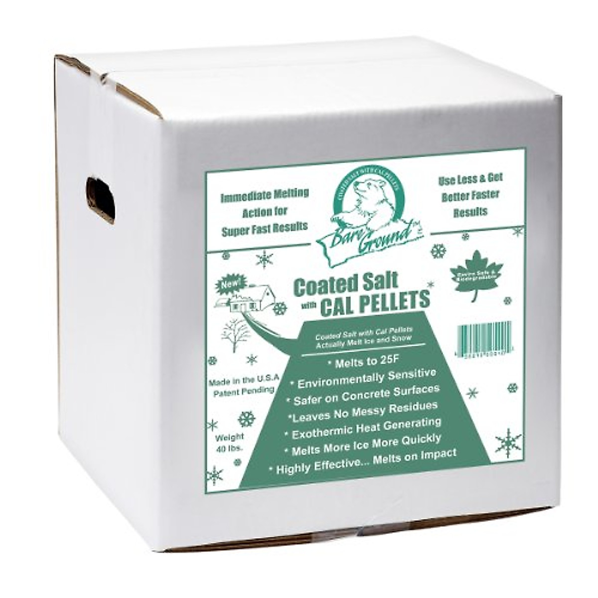 Bare Ground BGCSCA-40 Premium Coated Granular Ice Melt with Calcium Chloride Pellets, 40 lbs