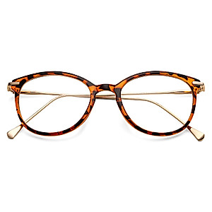 COASION Vintage Round Clear Glasses Non-Prescription Eyeglasses Frames for Women Men (Tortoise/Gold)