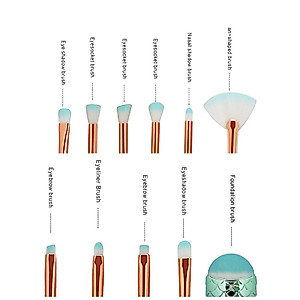 Makeup Brushes Set 11pcs 3D Mermaid Makeup Brush Cosmetic Brushes Eyeshadow Eyeliner Blush Brushes