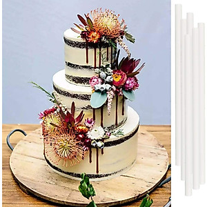 PSGGARY 50 pcs Plastic Cake Dowel Rod White Cake Dowel Rods, Tiered Cake Construction Rods, Cake Stacking Supporting Rods, 0.4 Inch Diameter, 9.5 Inch Length