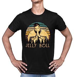 DHJANECT Youth & Adult American Rapper Jelly Theme Roll T-Shirt Round Neck Short-Sleeve Tee Shirt, Cotton Tee Tops for Mens 2XL, Black-2