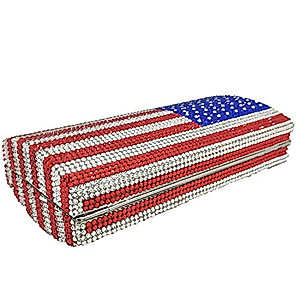 Boutique De FGG National Flag Crystal Clutch Purses Evening Bags and Handbags for Women Formal Party Rhinestones Bags (American #2)
