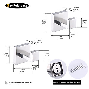 GERZWY Brushed Stainless Steel Towel Hook Robe Hook Coat Hook Heavy Duty Wall Mounted Luxury Hooks for Bathroom Hotel 2 Pack