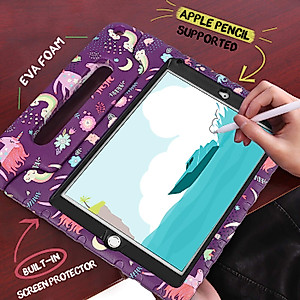 HDE Case for iPad 9.7 inch 2018/2017 Kids Shockproof Bumper Hard Cover Handle Stand with Built in Screen Protector for Apple Education 6th / 5th Generation