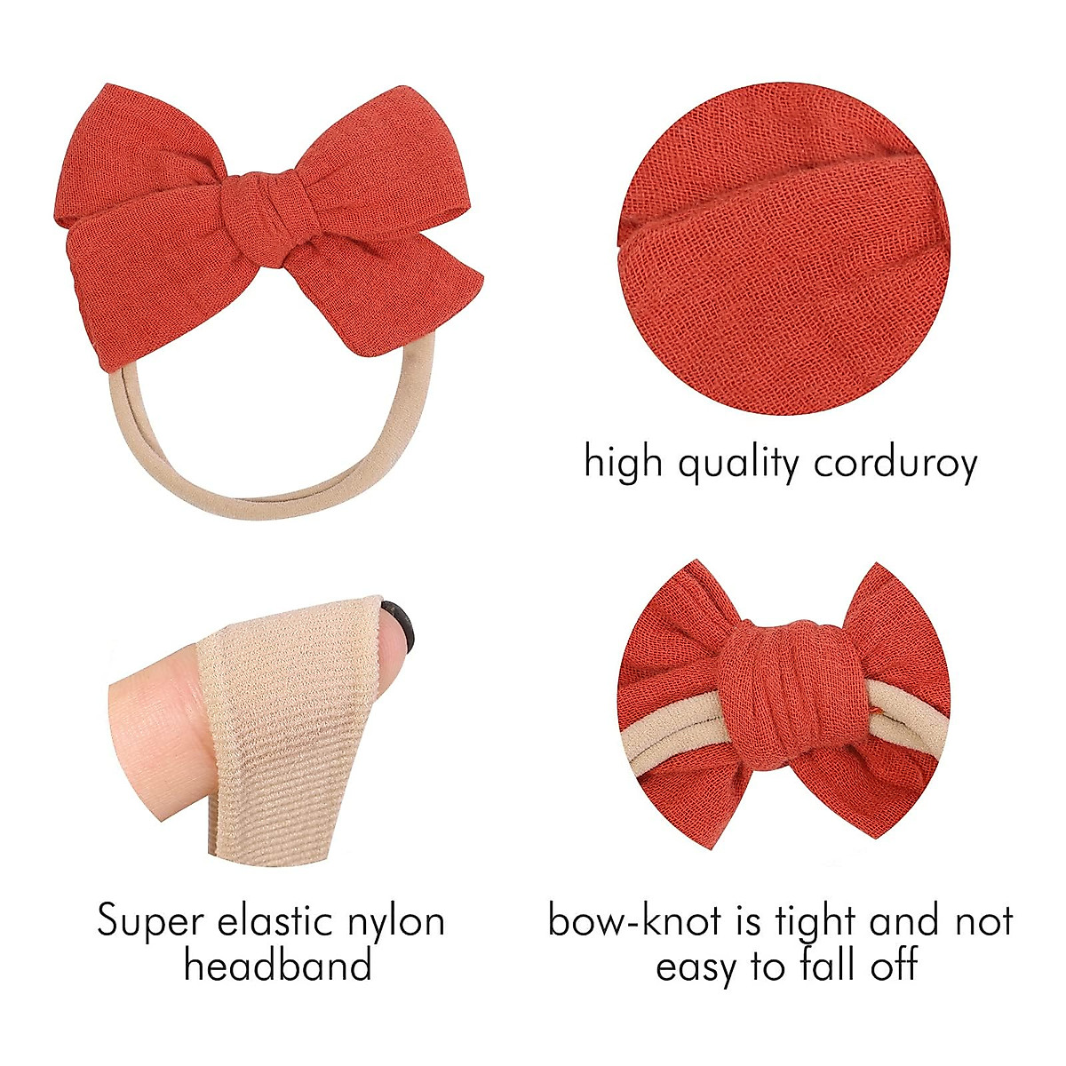 doboi 20PCS Baby Headbands Hair Bows Muslin Gauze Bows Elastic Nylon Hairbands Boutique Soft Hair Accessories for Girls Newborns Infants Toddlers and Kids