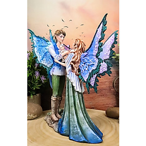 Ebros Amy Brown Family Love Fairy Mother Father and Baby Child Statue 9.5" Tall Fantasy Mythical Faery Garden Magic Collectible Figurine Fairies Pixies Nymphs Decor