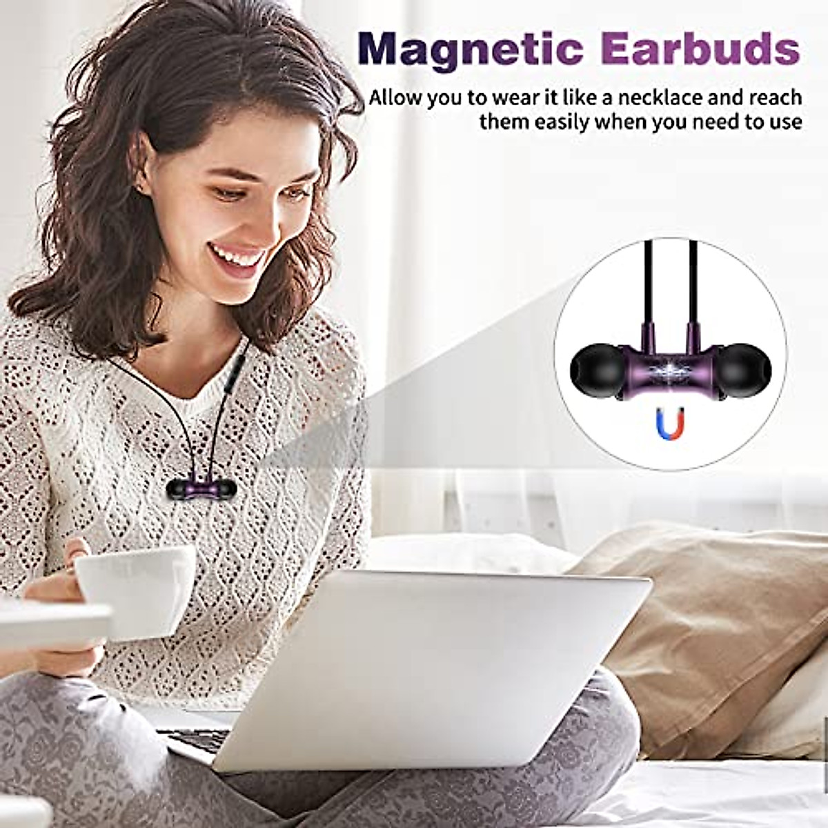 COOYA USB C Headphone, USB Type C Earphones Black+Purple 2 Pair of Wired Earbuds for Pixel 7 6a 6 Pro Magnetic Noise Canceling in-Ear Headset with Mic for iPad Pro Samsung Galaxy S22 Ultra S21 S20 FE