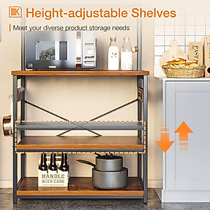 ODK Bakers Rack with Power Outlet, Coffee Bar with Storage 5-Tiers, Microwave Stand Kitchen Rack 16.5 * 23.6 * 59 inches, Kitchen Shelf, Rustic Brown