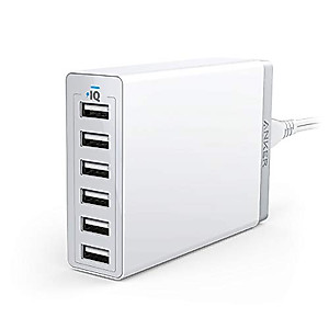 Anker 60W 6-Port USB Wall Charger, PowerPort 6 for iPhone XS / XS Max / XR / X / 8 / 7 / 6 / Plus, iPad Pro / Air 2 / mini/ iPod, Galaxy S7 / S6 / Edge / Plus, Note 5 / 4, LG, Nexus, HTC and More