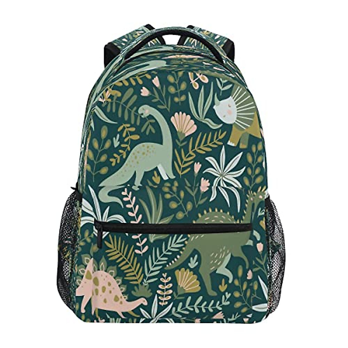 senya School Backpack Dinosaurs and Tropical Leaves Teens Girls Boys Bookbags Travel Schoolbag