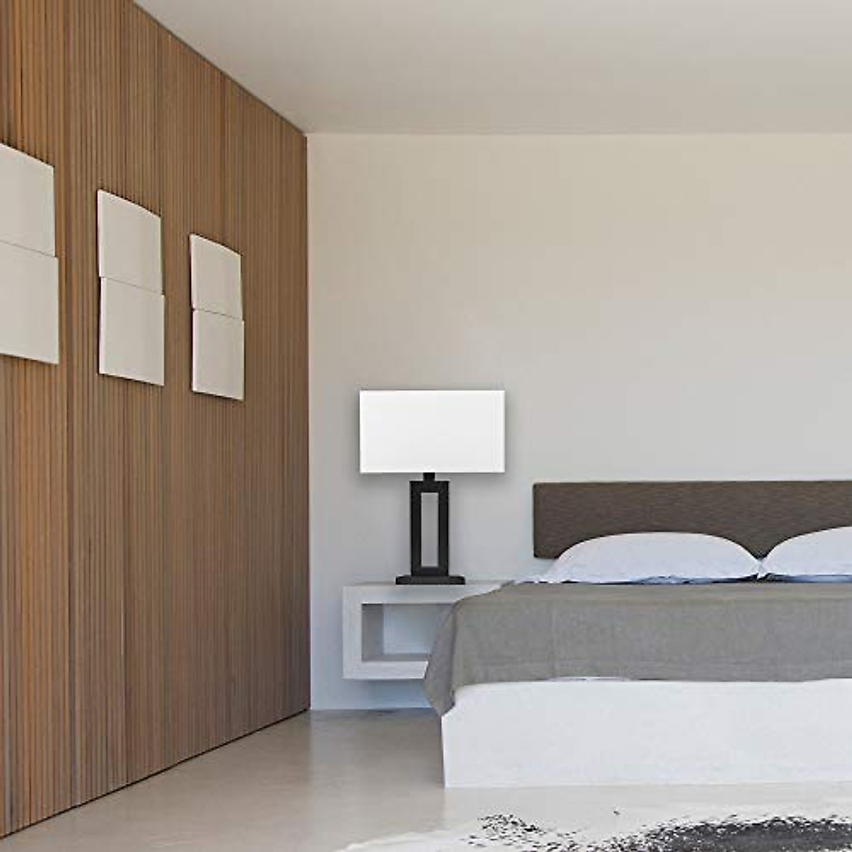 Globe Electric 67045 20" Table Lamp, Matte Black, White Linen Shade, On/Off Socket Rotary Switch, Table Lamp for Living Room, Home Décor, Lamps for Bedrooms, Room Décor, Home Improvement