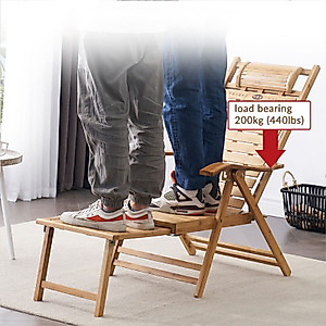 BROHN Lounge Chair, Wooden Rocking Chair Porch Rocker Outdoor Traditional Indoor Foldable Deck Recliner Sun Lounger Chairs