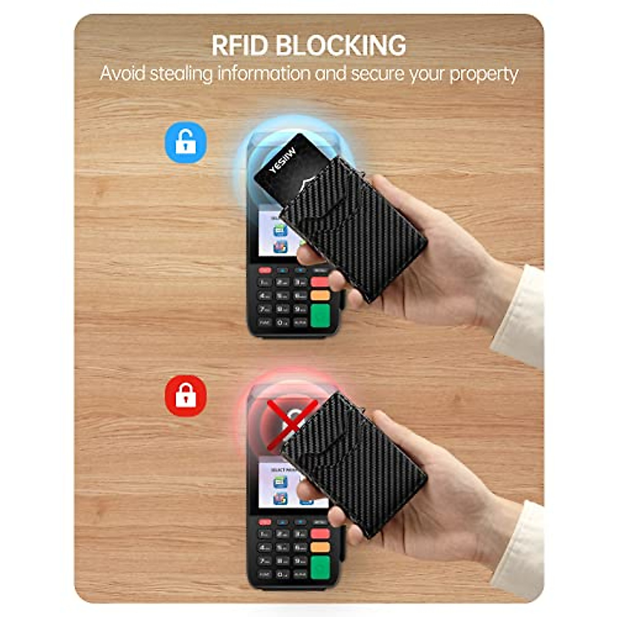 YESIIW Slim Card Holder Wallet - Pop up Wallet for Men with ID Window and RFID Protection Up to 11 Cards Card Case