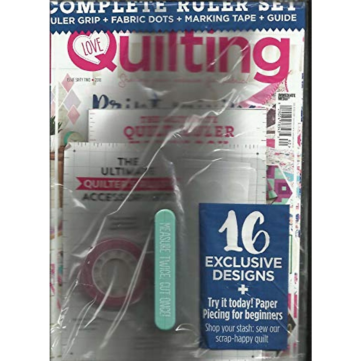 PATCHWORK & LOVE QUILTING, COMPLETE RULER SET INCLUDED. ISSUE, 2018 ISSUE # 62