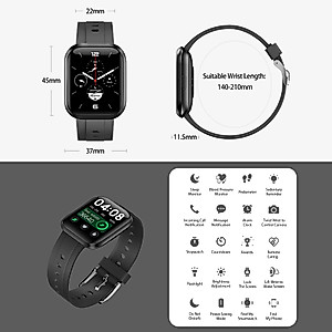 omthing Smart Watch, Fitness Tracker with Heart Rate and Sleep Monitor, 20 Sports Modes, IP68 Waterproof Pedometer, 1.65" Full Touch Screen, Activity Tracker Compatible with Android iOS